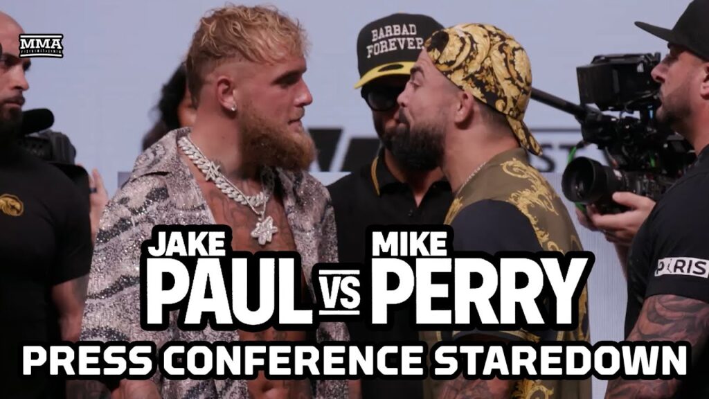 Jake Paul vs. Mike Perry Press Conference Staredown | MMA Fighting - 格闘 ...
